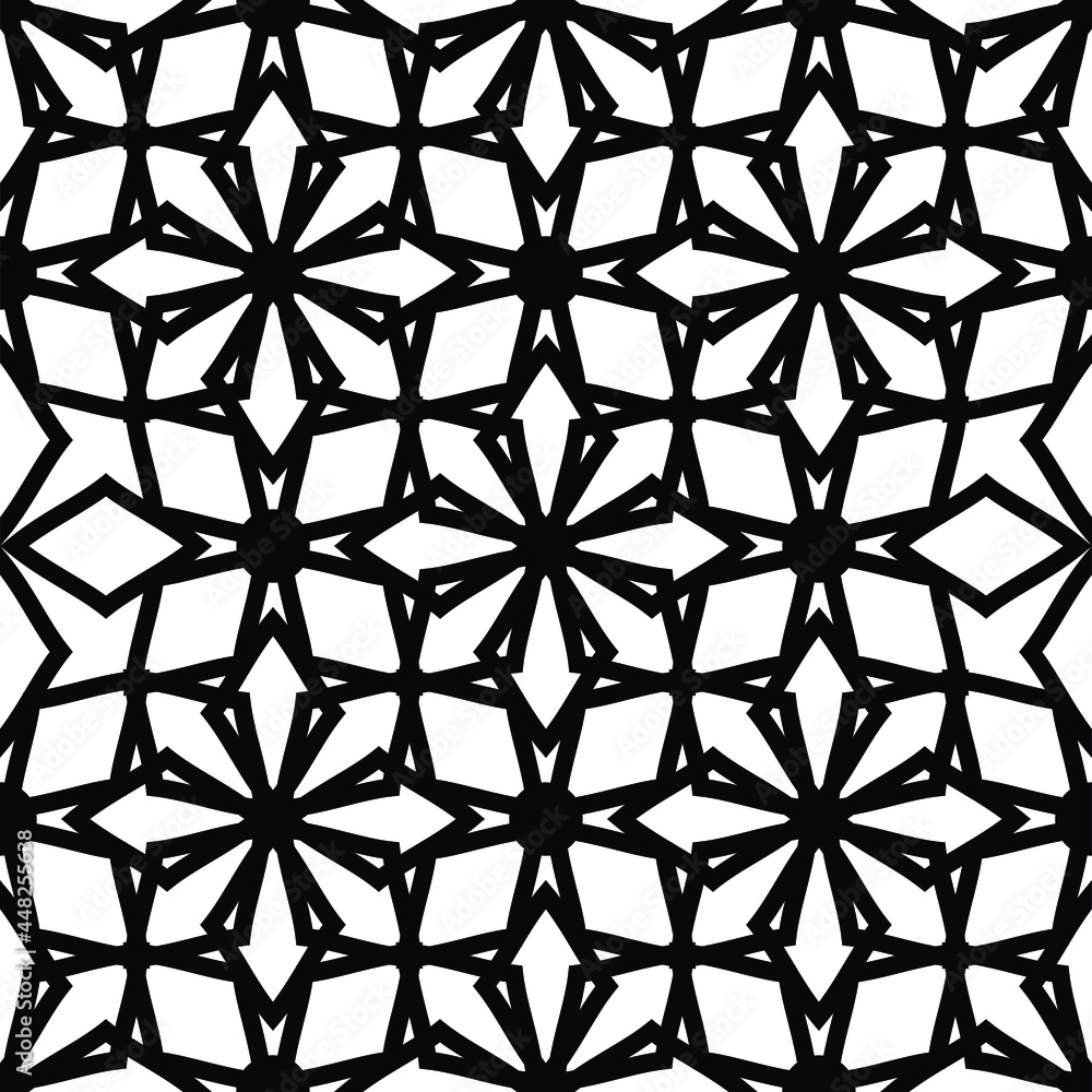 Black geometric arabesque on a transparent background. Seamless pattern ...