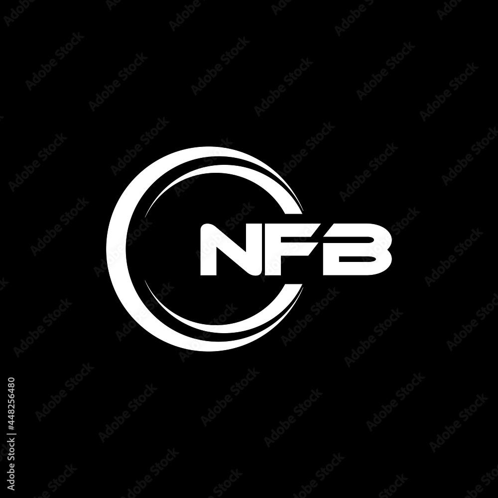 NFB letter logo design with black background in illustrator, vector logo modern alphabet font ...