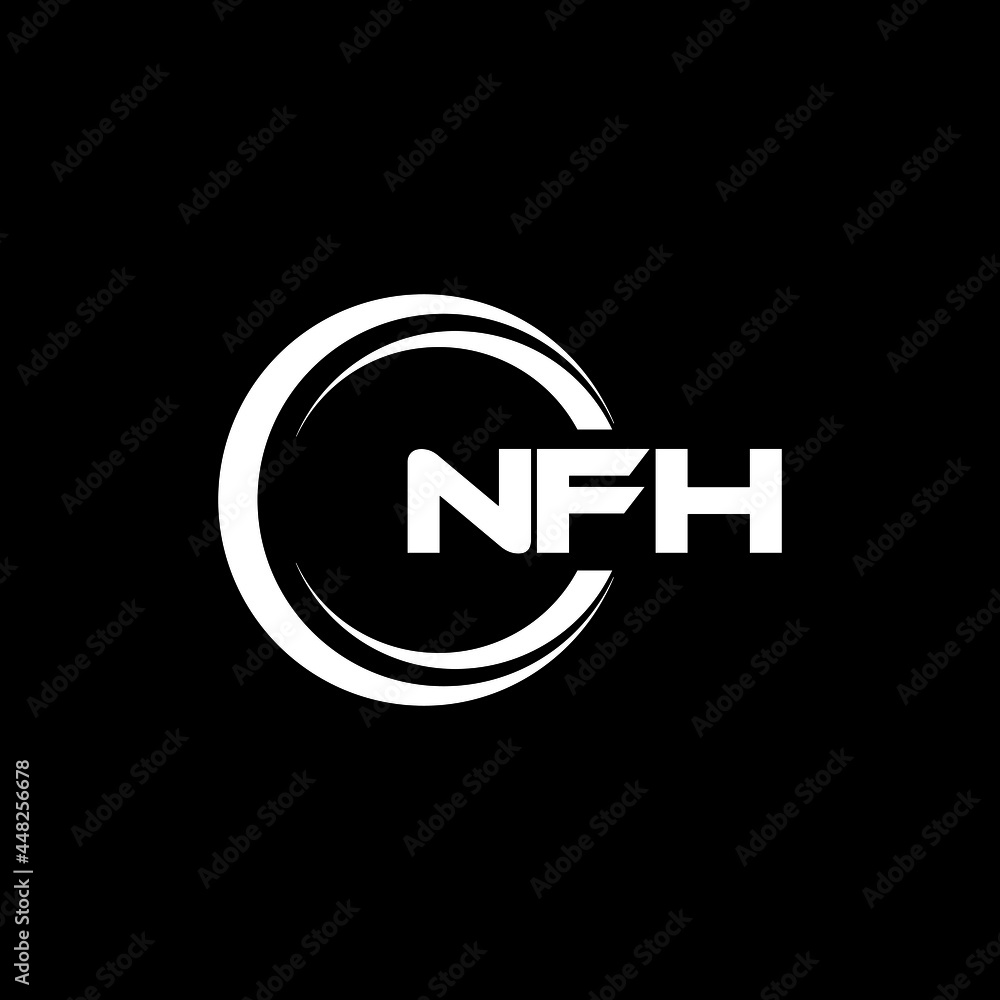 NFH letter logo design with black background in illustrator, vector ...