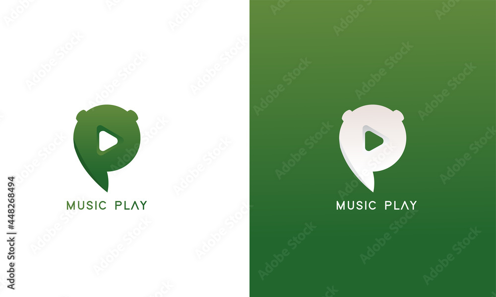 green music app icon logo, music app logo with play button Stock Vector ...
