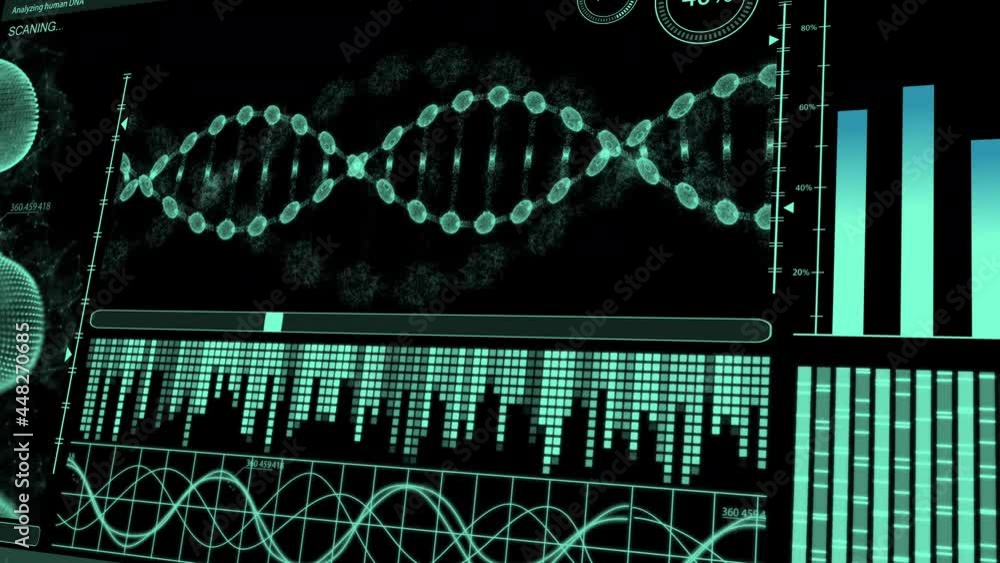 A futuristic technological interface that analyzes human DNA ...