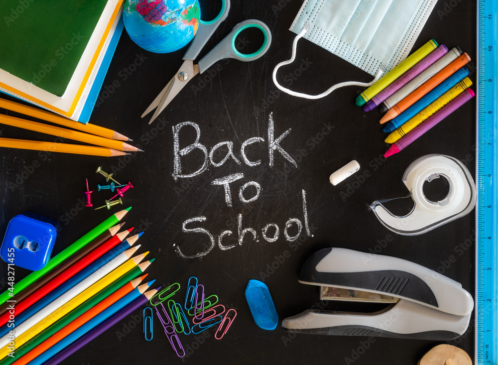 Back to School message and accessories from above Stock Photo | Adobe Stock