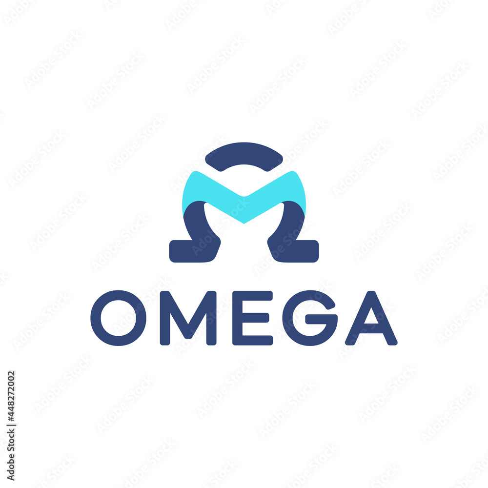 omega design with a combination of the letter m in the middle, dark ...