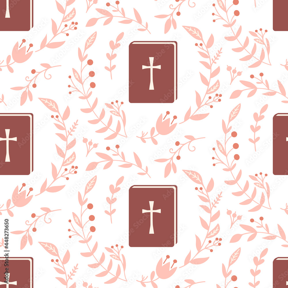Christian seamless pattern Background with cross and bible Stock Vector ...