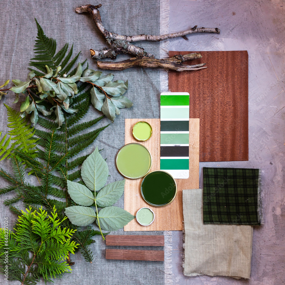 collage color palette mood board for decor and interior design Stock ...