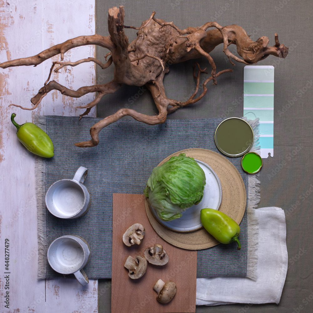 collage color palette mood board for decor and interior design Stock ...