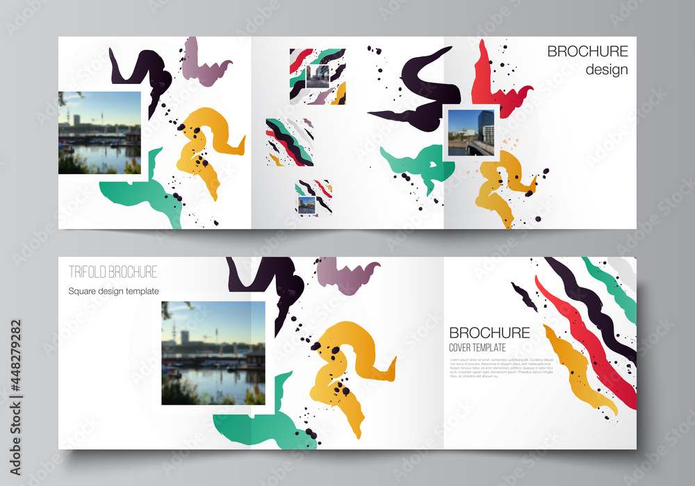 Vector layout of square format covers design templates for trifold ...