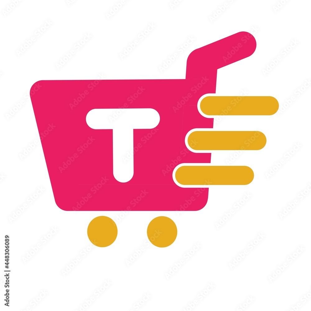 Trolley logo T concept. trolley logo. shopping logo. shopping cart logo ...