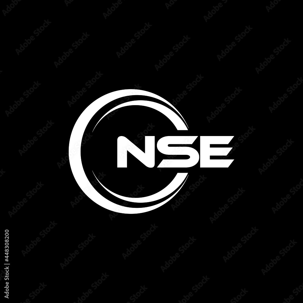 NSE letter logo design with black background in illustrator, vector ...