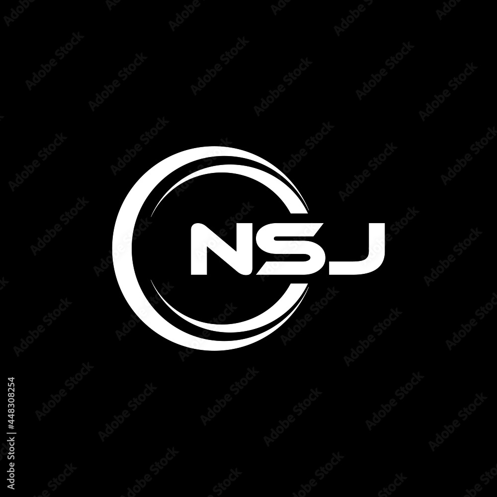 NSJ letter logo design with black background in illustrator, vector ...