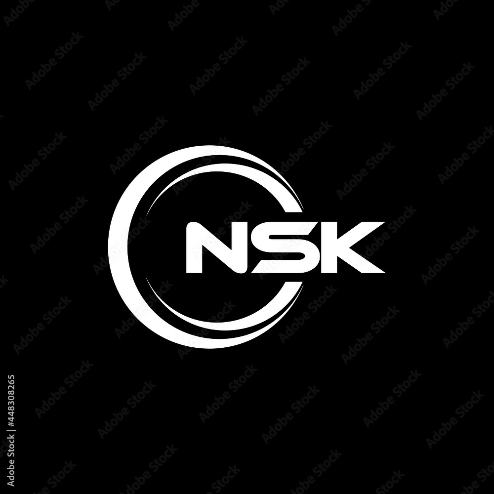 NSK letter logo design with black background in illustrator, vector ...