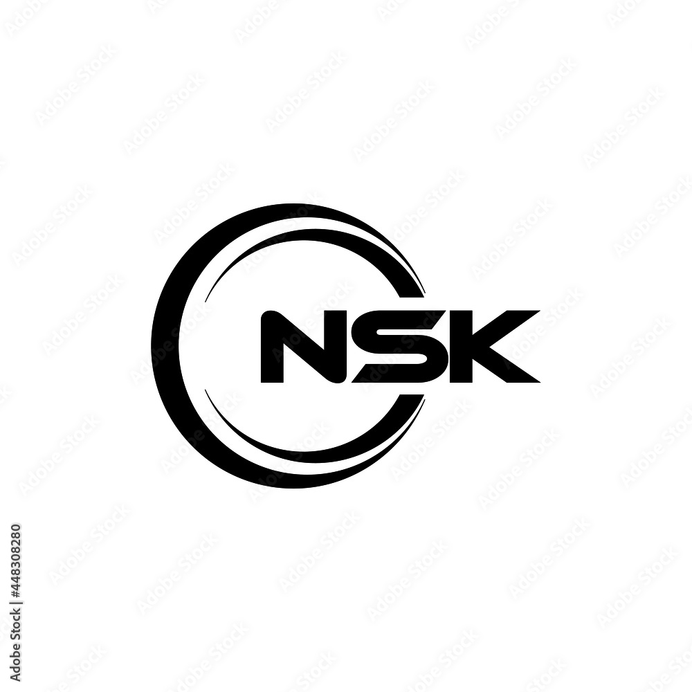 Vecteur Stock NSK letter logo design with white background in ...