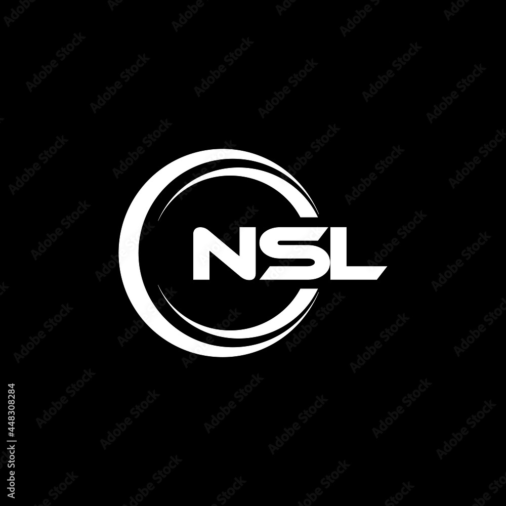 NSL letter logo design with black background in illustrator, vector ...