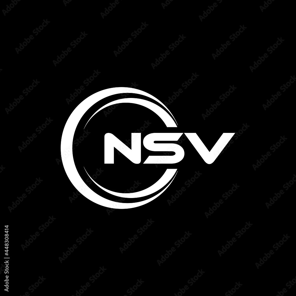 NSV letter logo design with black background in illustrator, vector ...