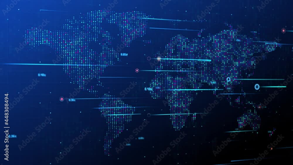 4K Digital Global communication network planet earth in space 3D Loop ...