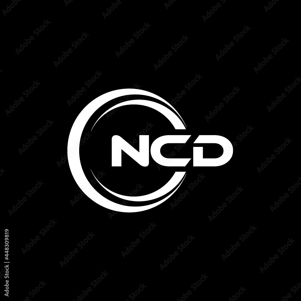 NCD letter logo design with black background in illustrator, vector ...