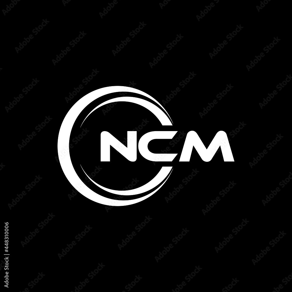 NCM letter logo design with black background in illustrator, vector ...