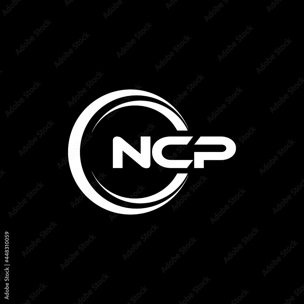 NCP letter logo design with black background in illustrator, vector ...
