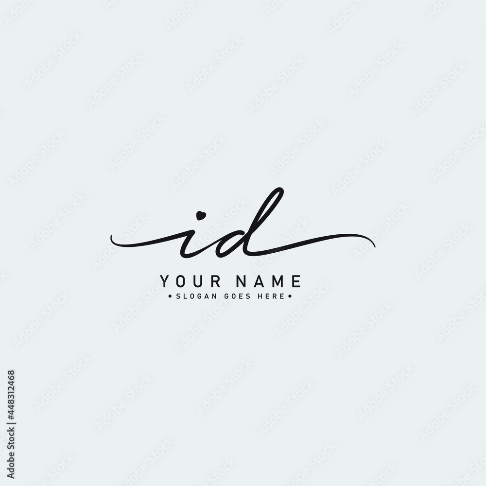 Initial Letter ID Logo - Hand Drawn Signature Logo Stock Vector | Adobe ...