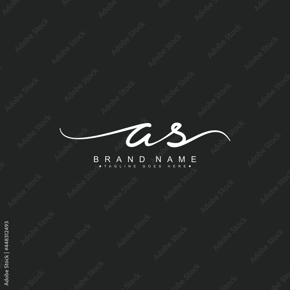 Initial Letter AS Logo - Hand Drawn Signature Logo Stock Vector | Adobe ...