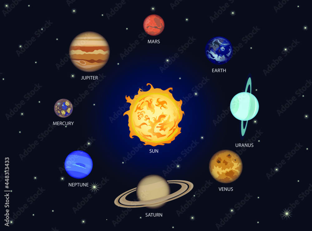 Solay System planets on space background vector Stock Vector | Adobe Stock