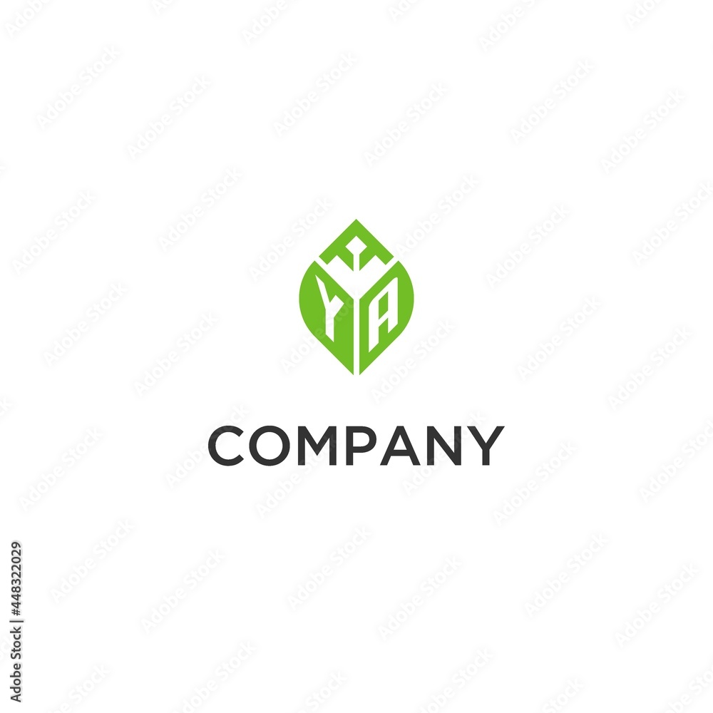 YA monogram with leaf logo design ideas, creative initial letter logo ...