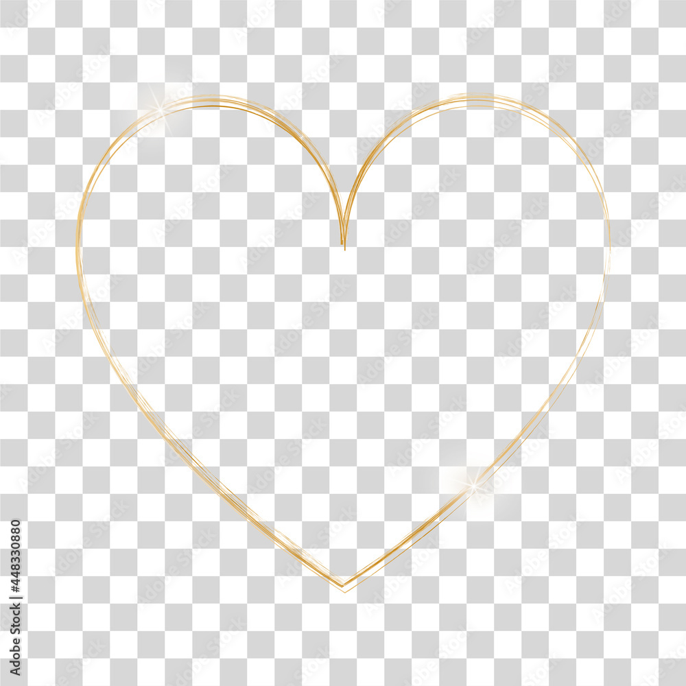 gold brush painted ink stamp heart frame on transparent background ...
