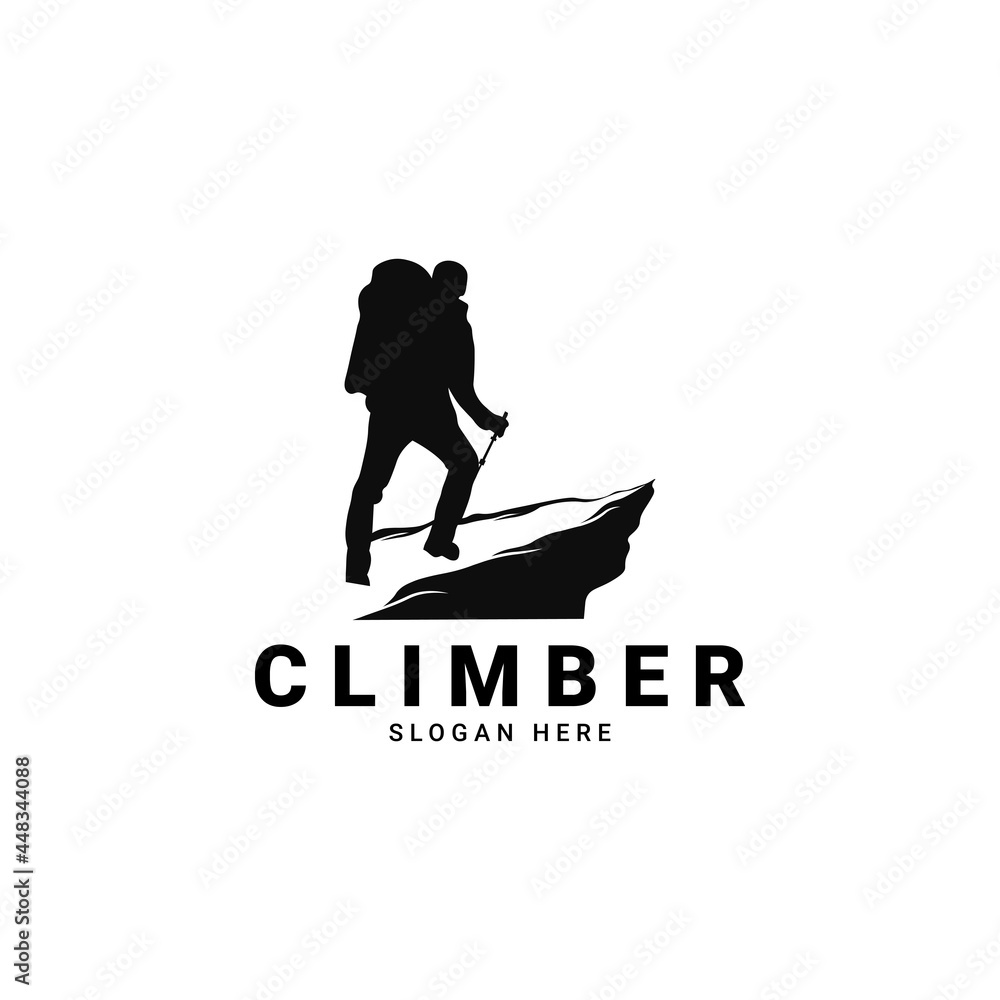 climber logo, this logo is inspired by a climber who is climbing a ...