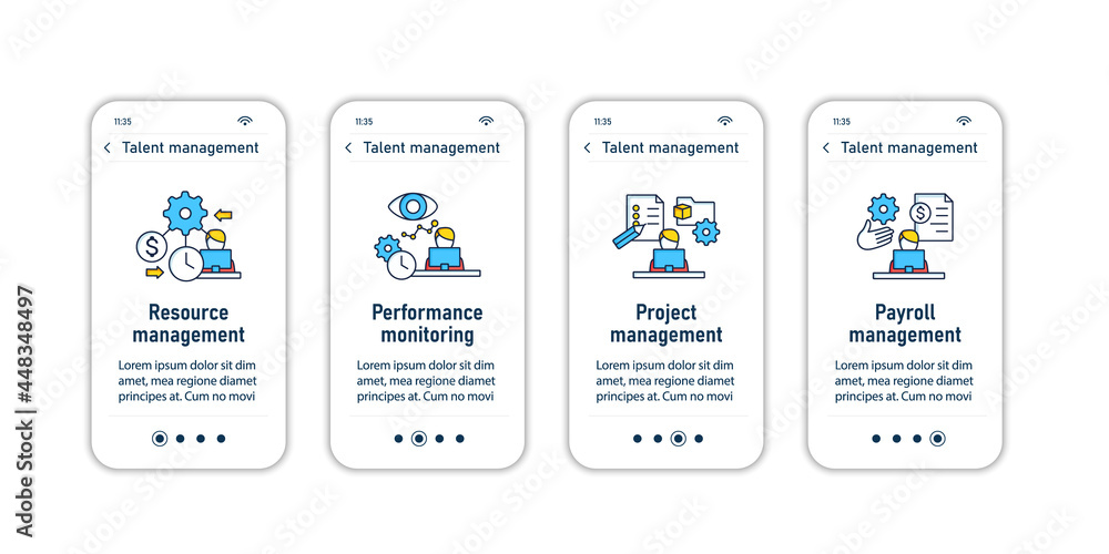 Talent management onboarding mobile app screens.Recruitment. Talent ...