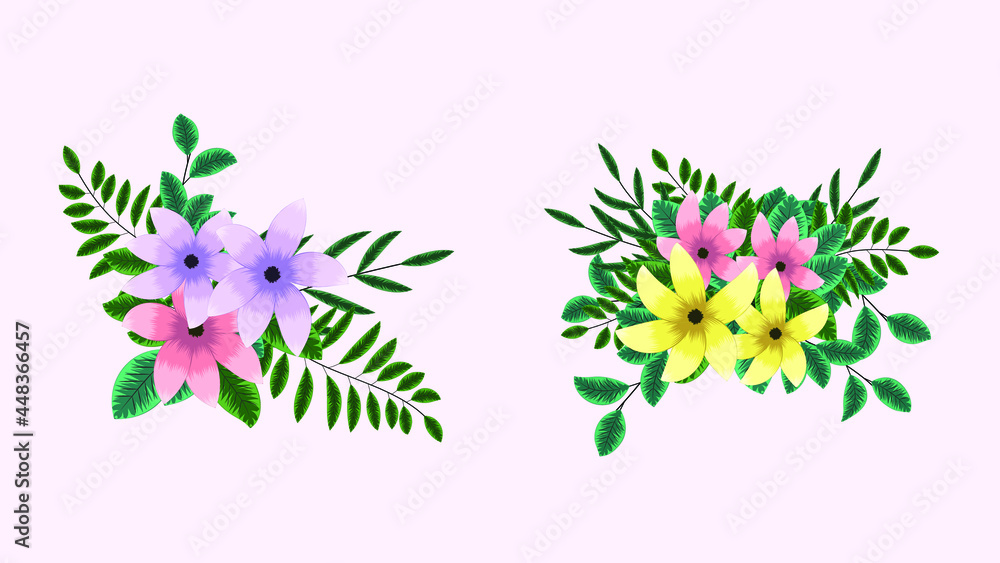 Vector bouquet bunches with spring flowers with tree branches as new ...