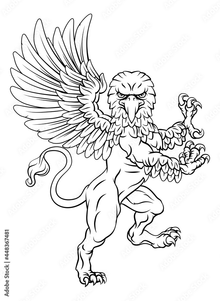 Gryphon Rampant Griffon Coat Of Arms Crest Mascot Stock Vector | Adobe ...