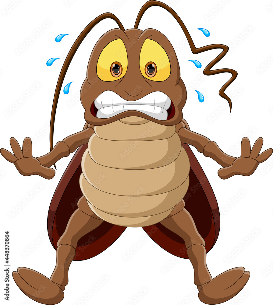 scared cockroach cartoon on white background Stock Vector | Adobe Stock