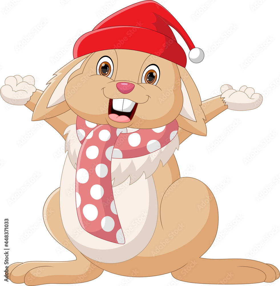 cartoon cute rabbit waving isolated on white background Stock Vector ...