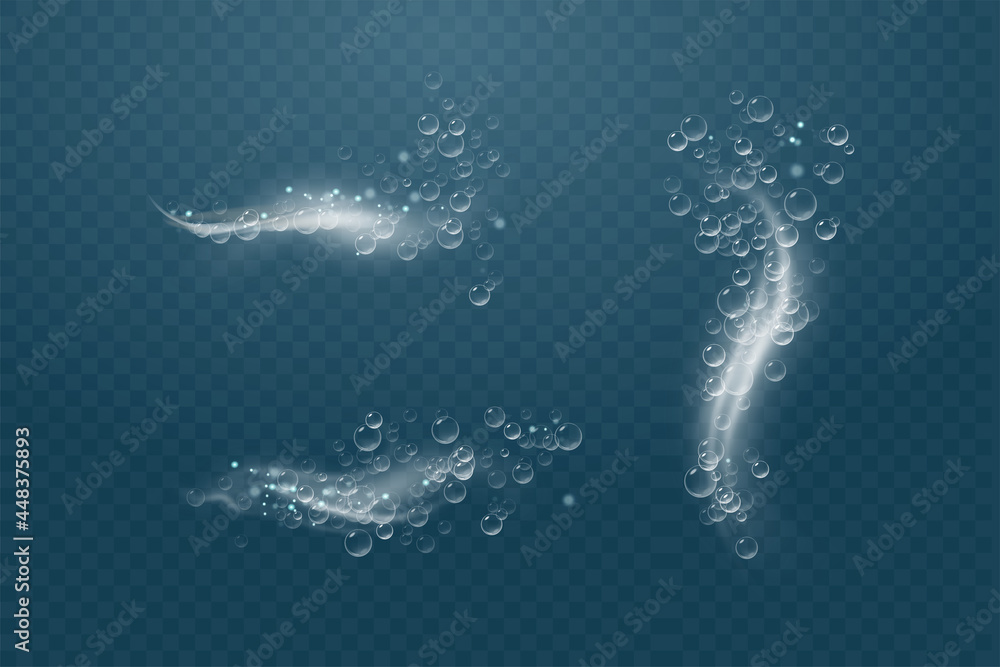 Set of bubbles under water isolated vector illustration on transparent ...