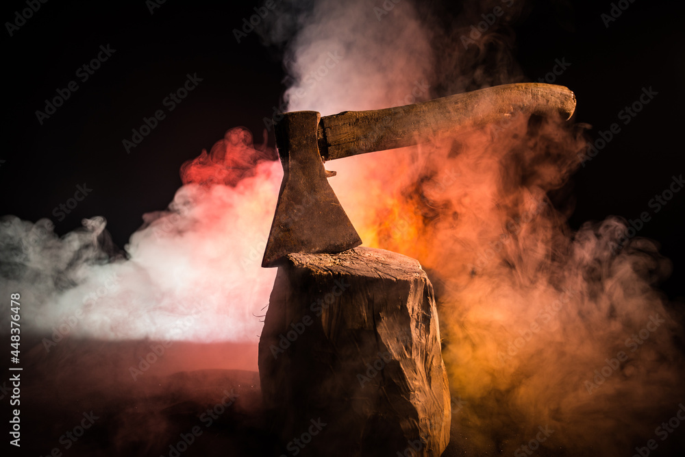 Scary Halloween theme with maniac killer weapon. Horror concept Stock ...