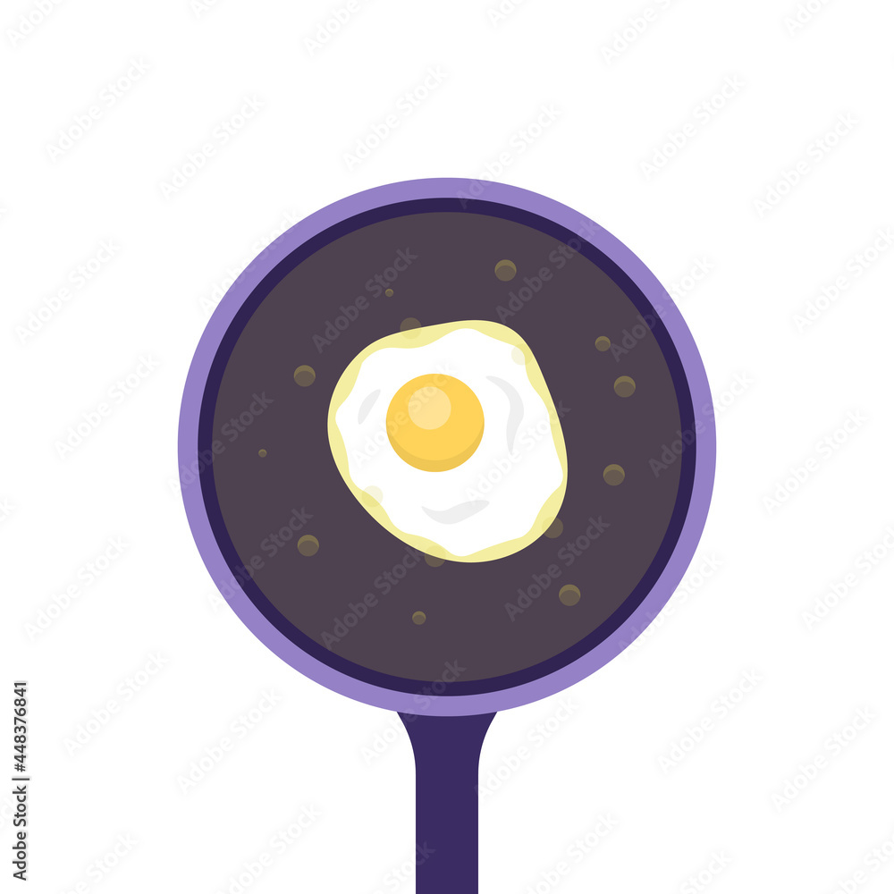 illustration of an egg fried in a frypan. illustration of the process ...