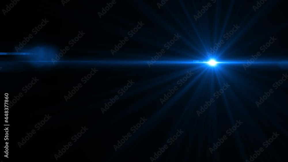 4K Blue flare light beam with smoke and dust particle effect abstract ...