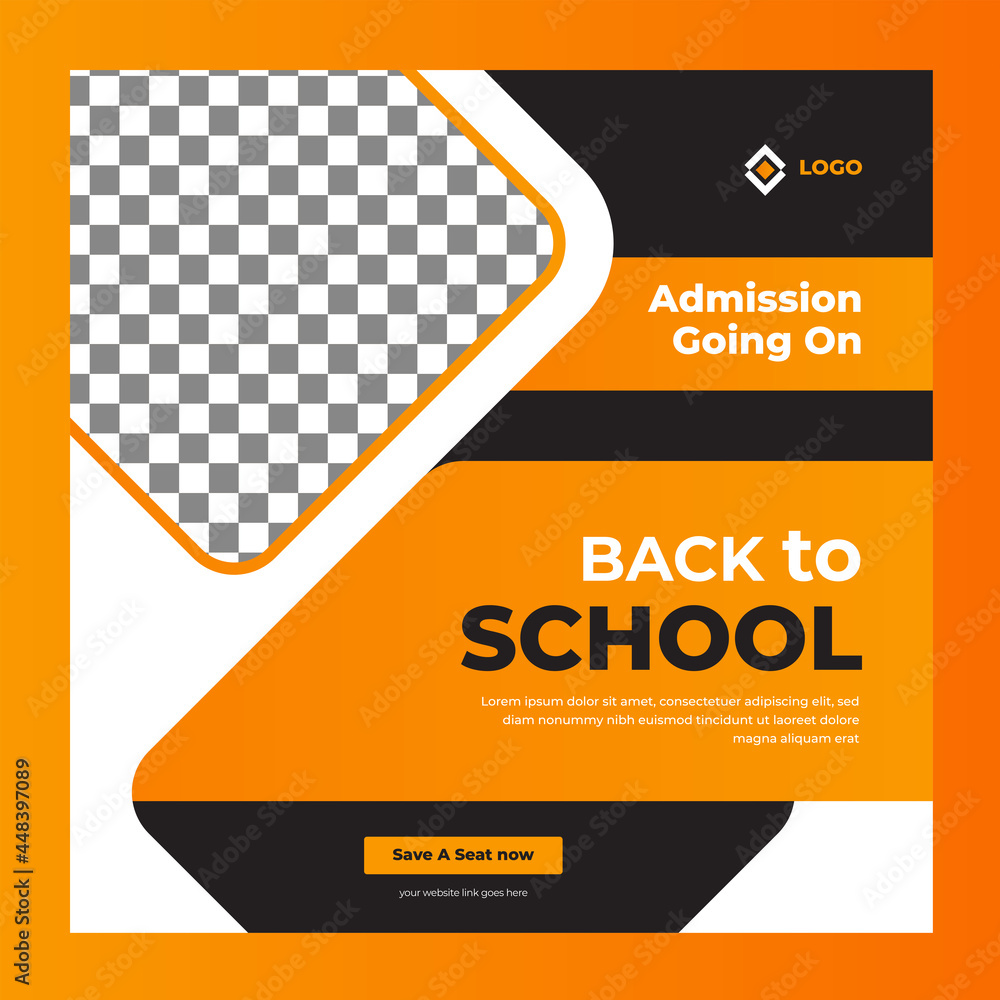 Back to School social media post template design, New School admission ...