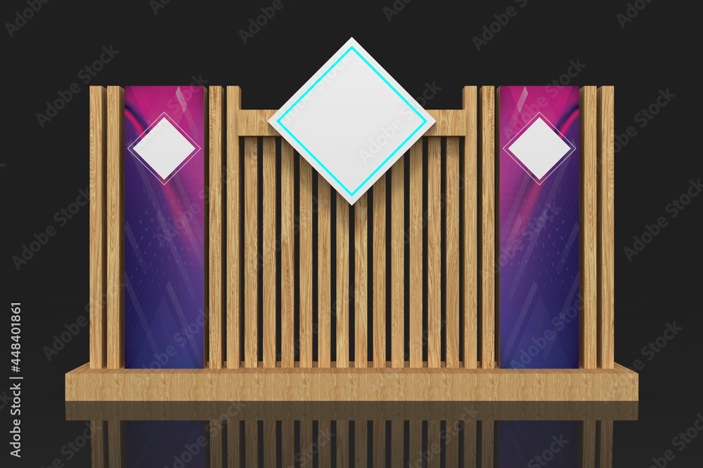 3d illustration stand booth backdrop photo wood texture decoration with ...