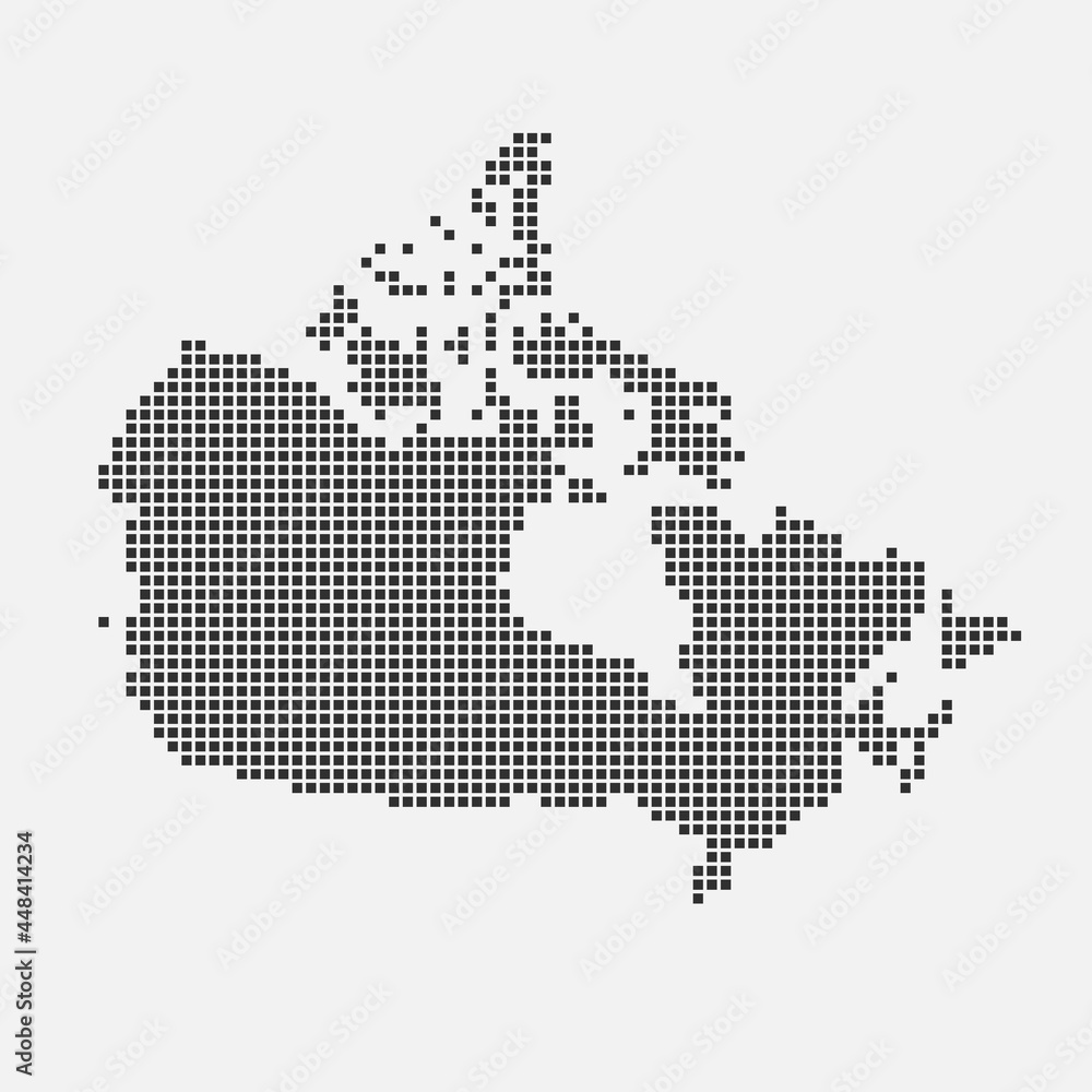 Pixel black of Canada map. Map of Canada. Silhouette of Canada country ...