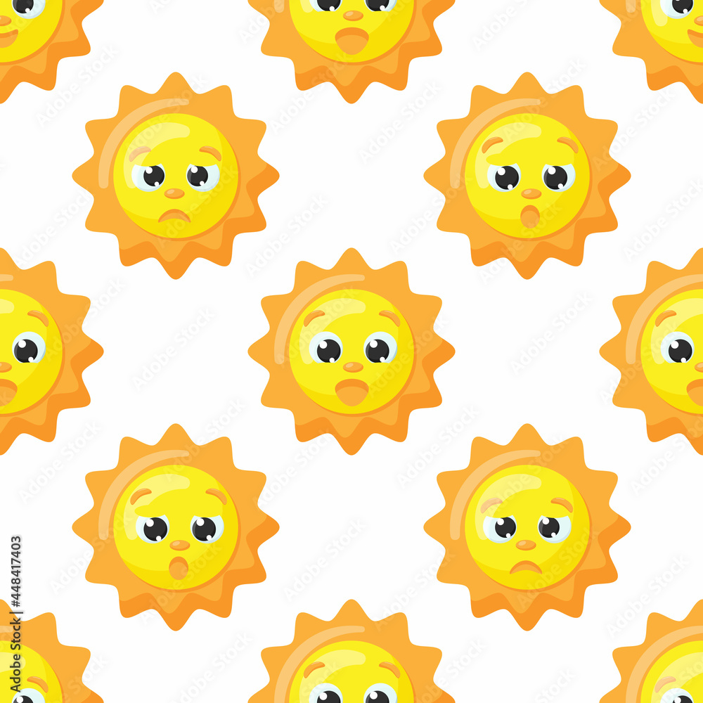 Cute vector pattern of sun characters. Funny happy suns for kids ...