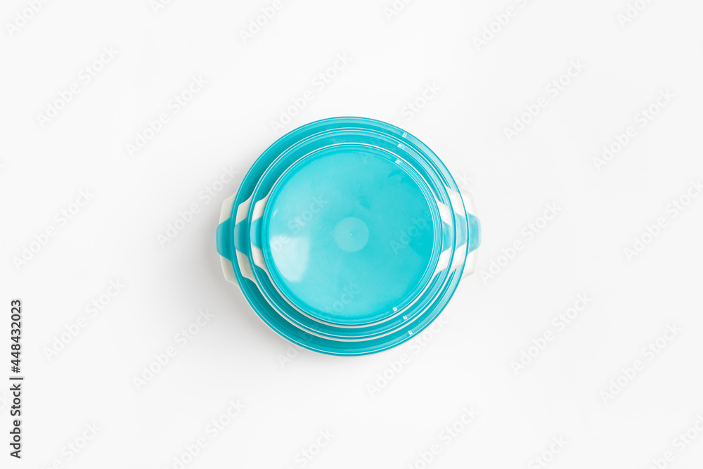 Plastic food containers with lid isolated on white background.High ...