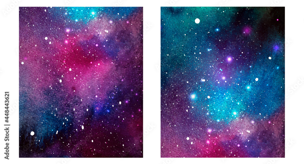 Vector cosmic illustration. Beautiful colorful space background ...