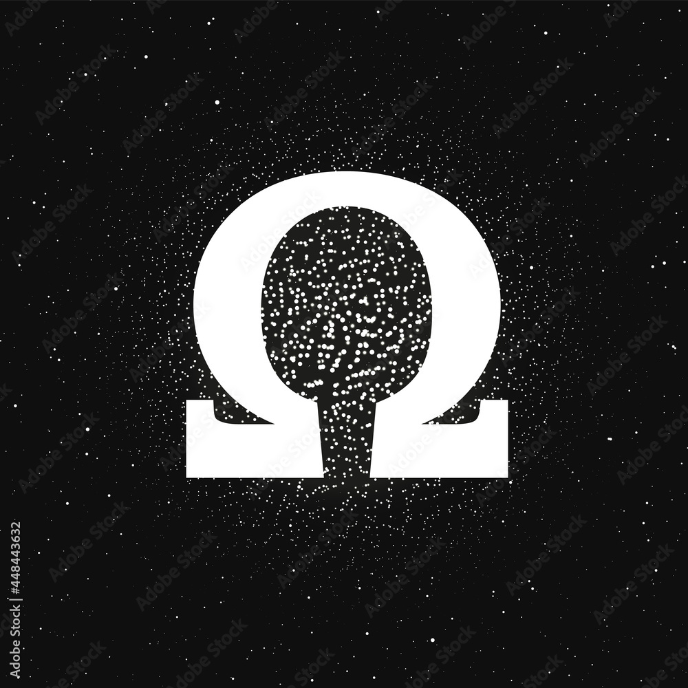 Omega letter symbol isolated on black background. Logo elements Stock ...