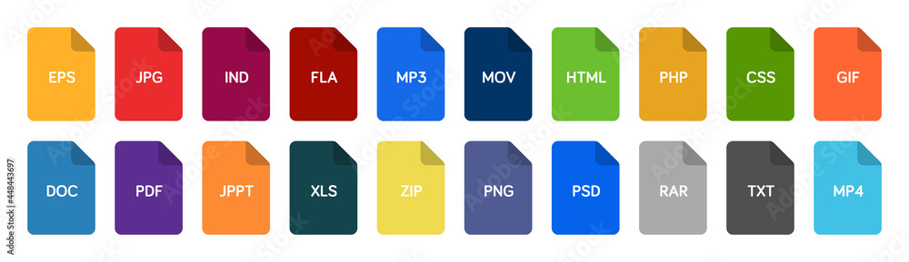 File icon set. Collection of file or folder icons with different ...