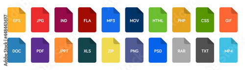 File icon set. Collection of file or folder icons with different ...