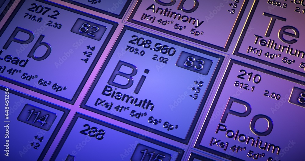 Bismuth. Closeup periodic table of the elements. Stock Illustration ...