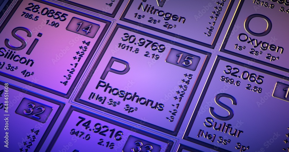 Phosphorus. Closeup periodic table of the elements. Stock Illustration ...