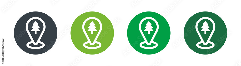 Park location icon. Map pin with pine tree symbol vector illustration ...