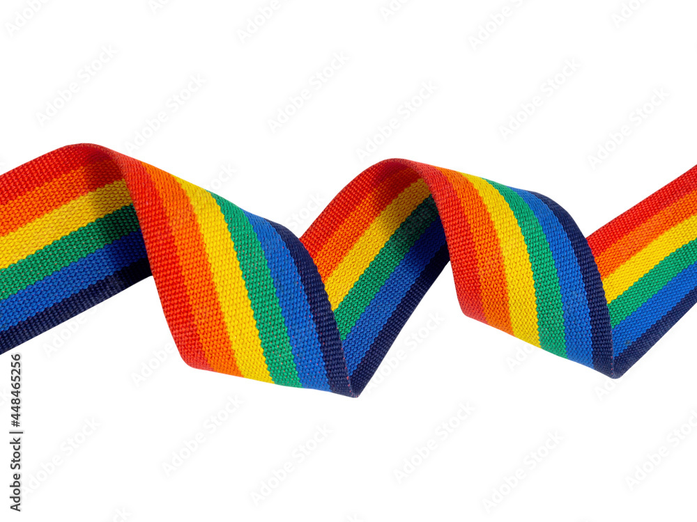 Spiral rainbow strip ribbon horizontal style isolated on white ...